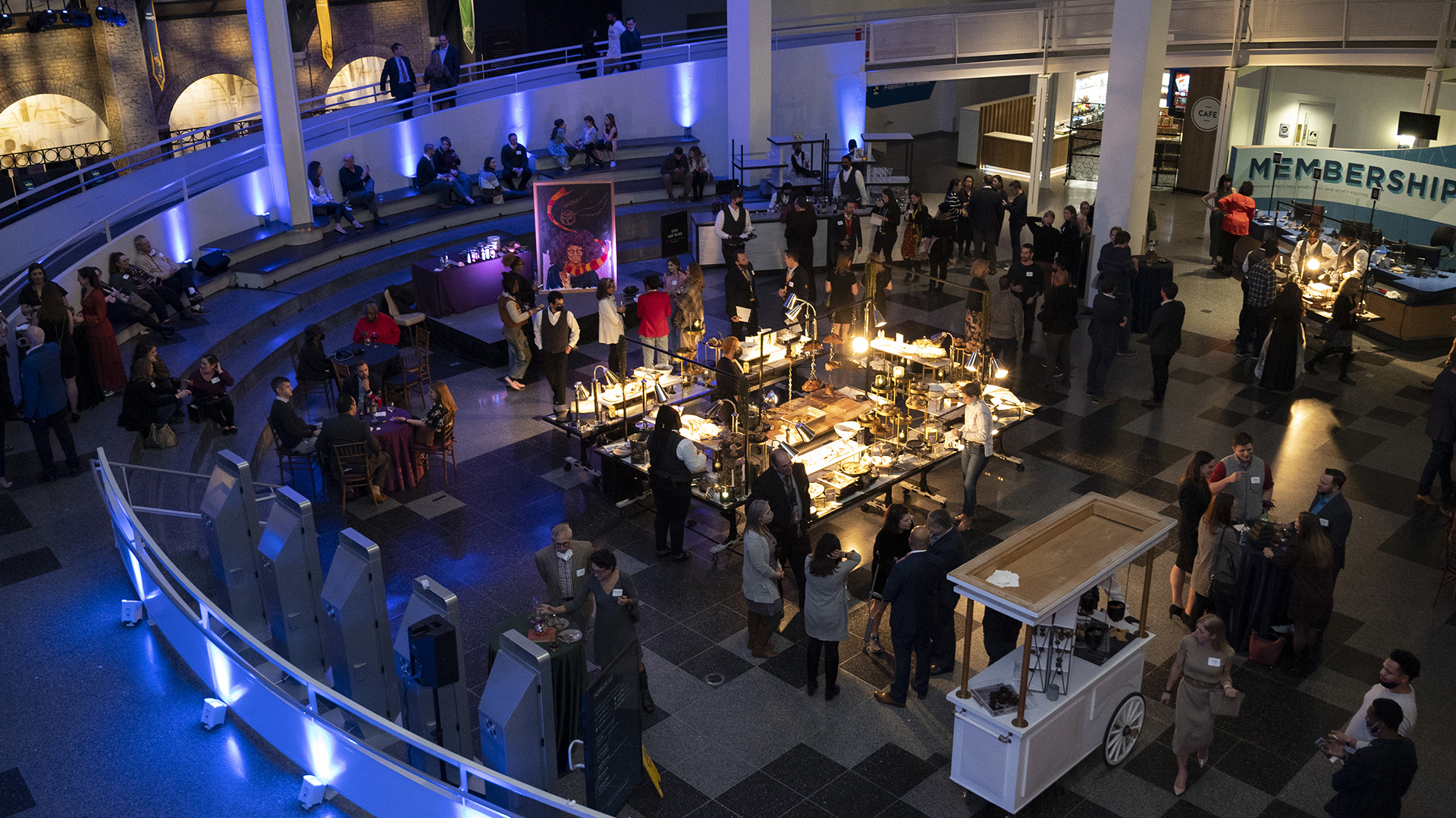 evening event atrium cart | The Franklin Institute